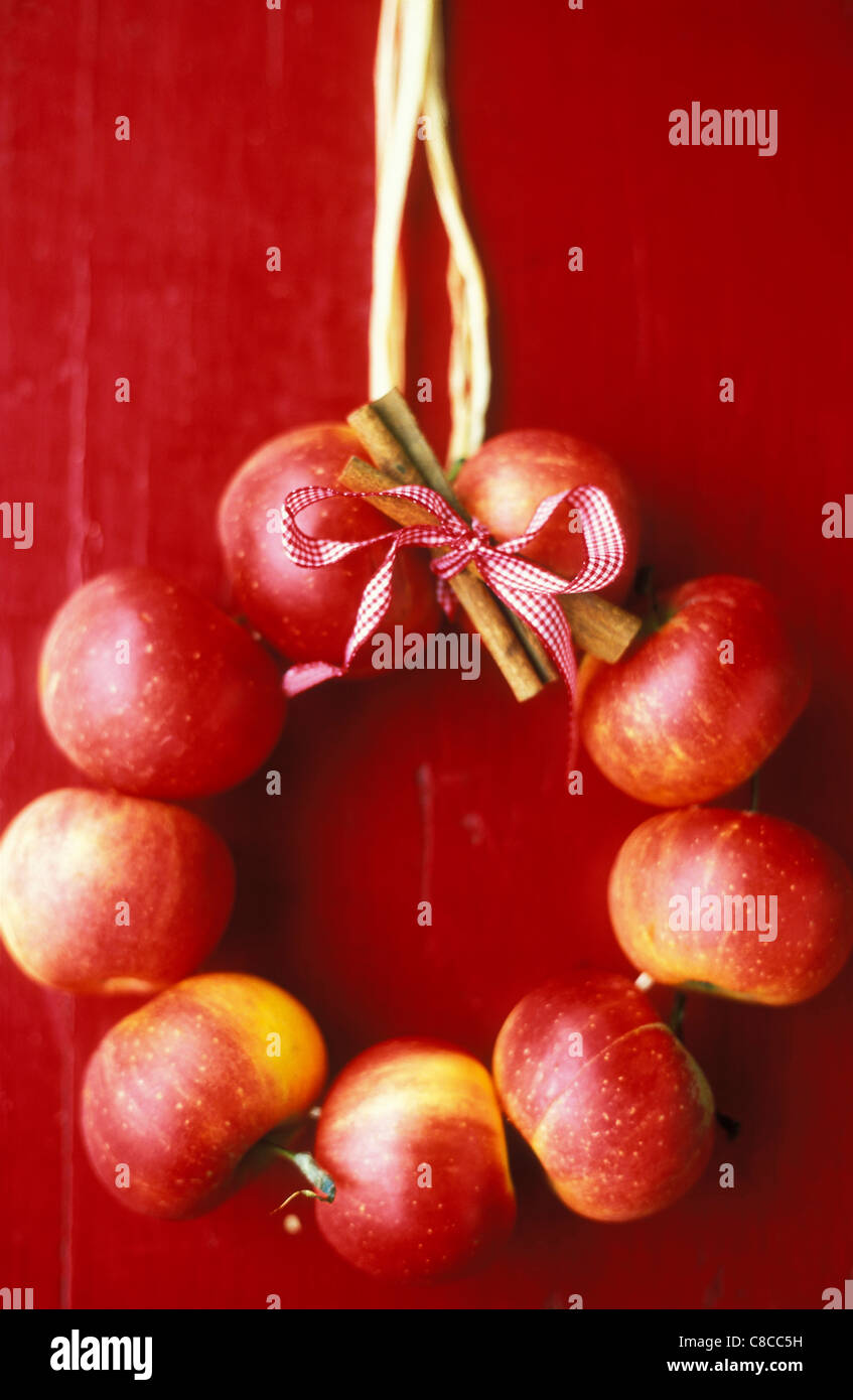 Crown of apples decoration Stock Photo - Alamy