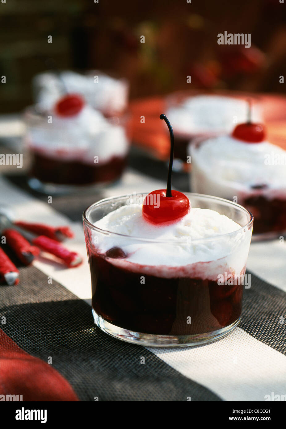Black cherry jam with cream Stock Photo - Alamy