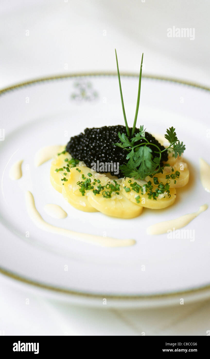 Potato rosette with lumpfish roe Stock Photo - Alamy