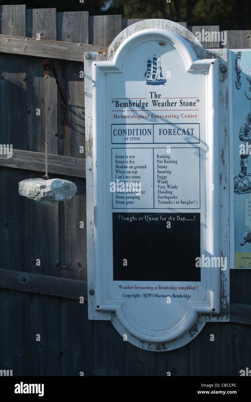 Bembridge Weather Stone with forecasting instructions Stock Photo - Alamy