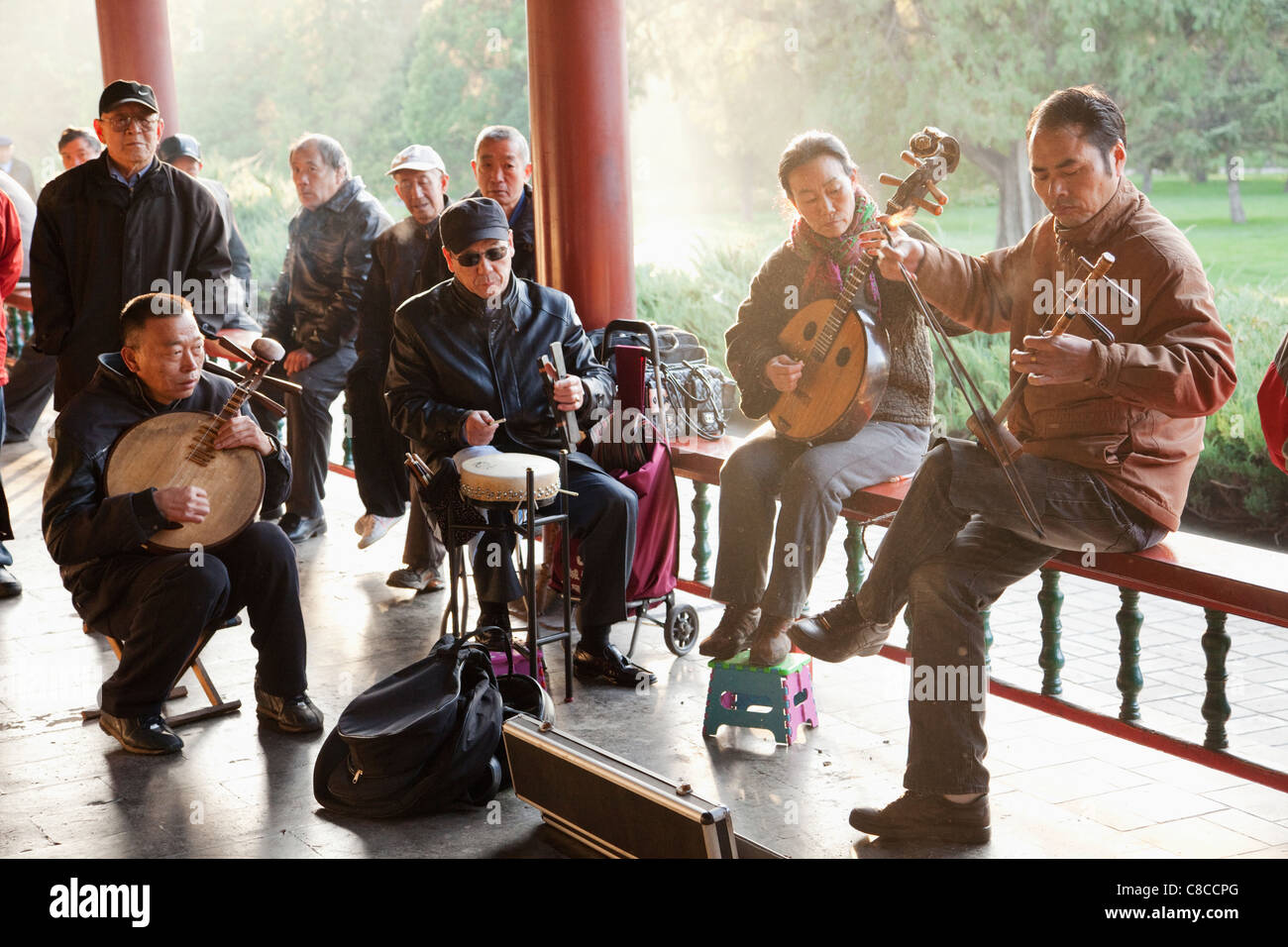 China, Beijing, Temple of Heaven Park, Group Ensemble Playing ...