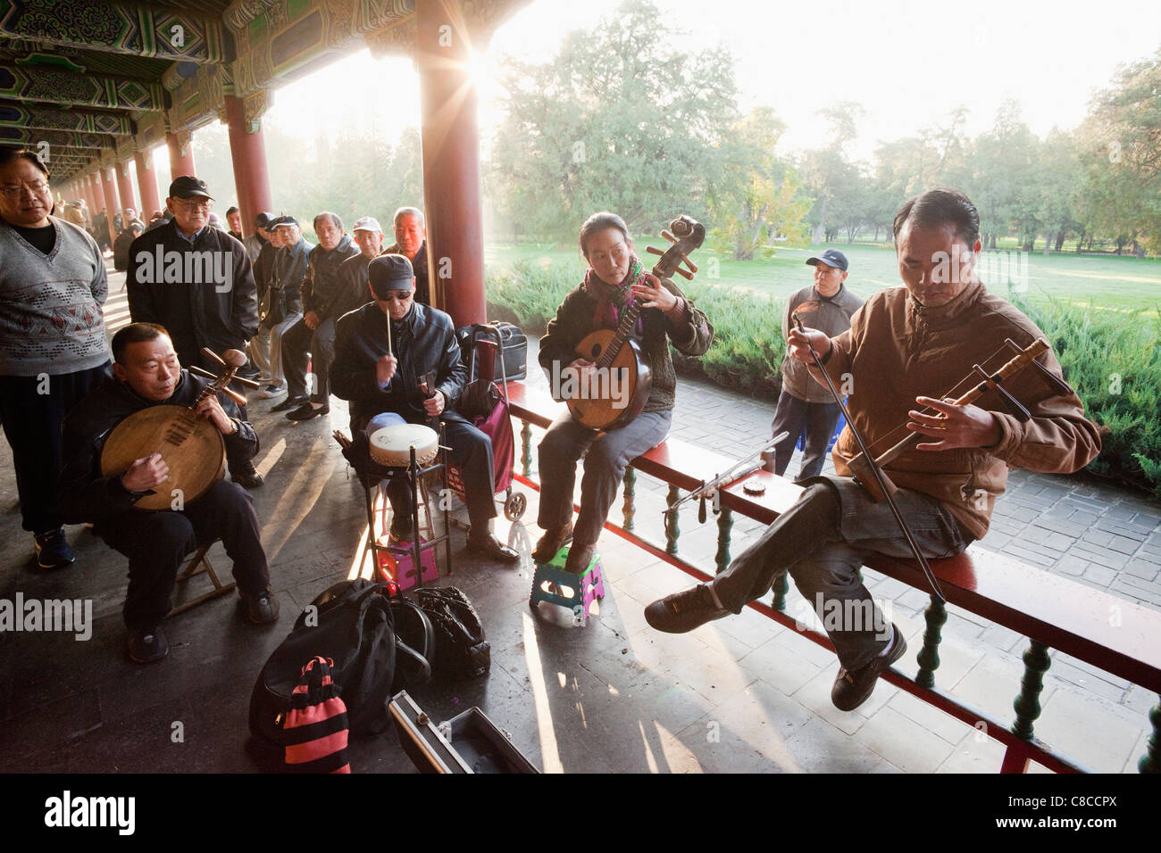 China, Beijing, Temple of Heaven Park, Group Ensemble Playing ...