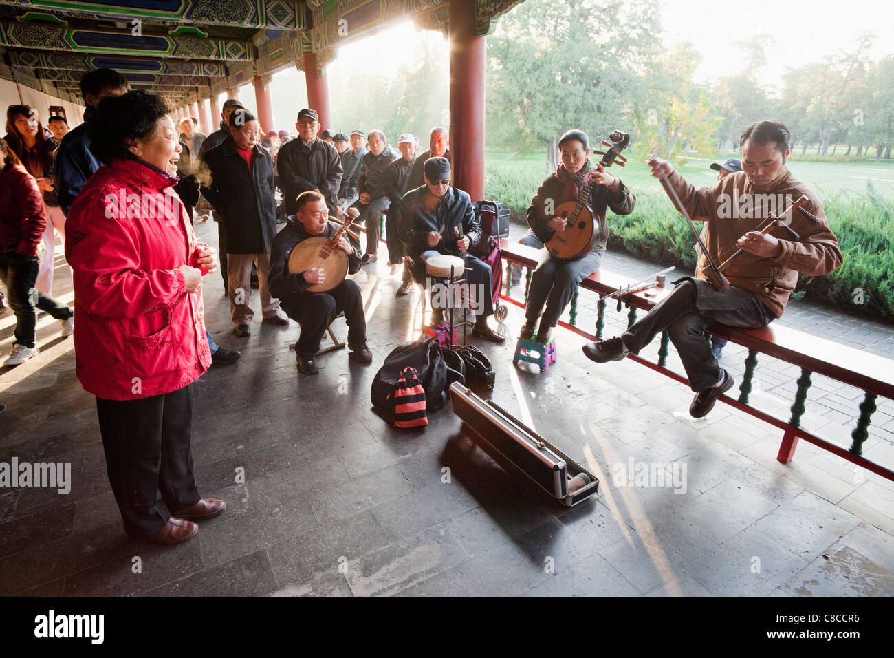 China, Beijing, Temple of Heaven Park, Group Ensemble Playing ...