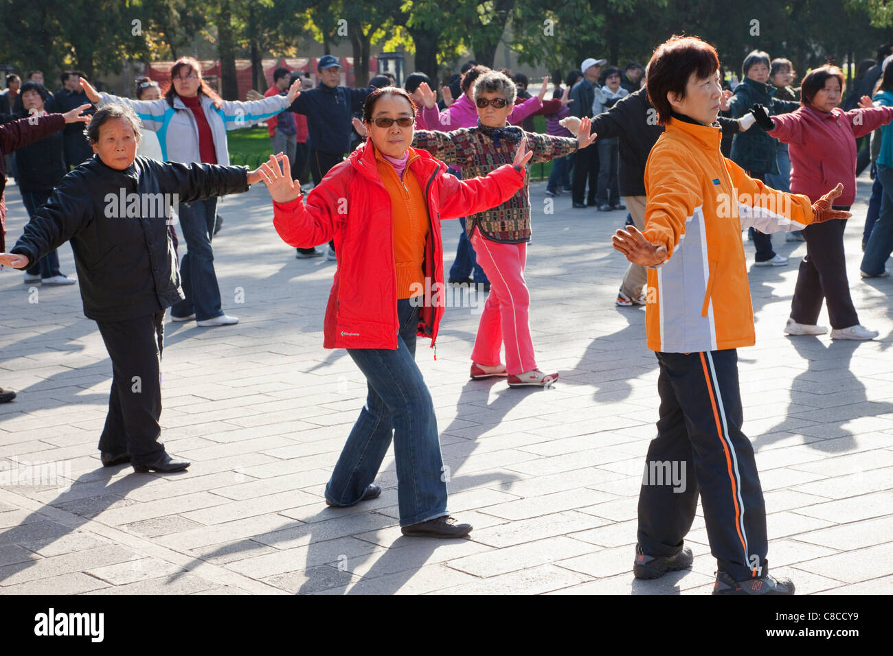 China, Beijing, Temple of Heaven Park, People Exercising Stock Photo ...