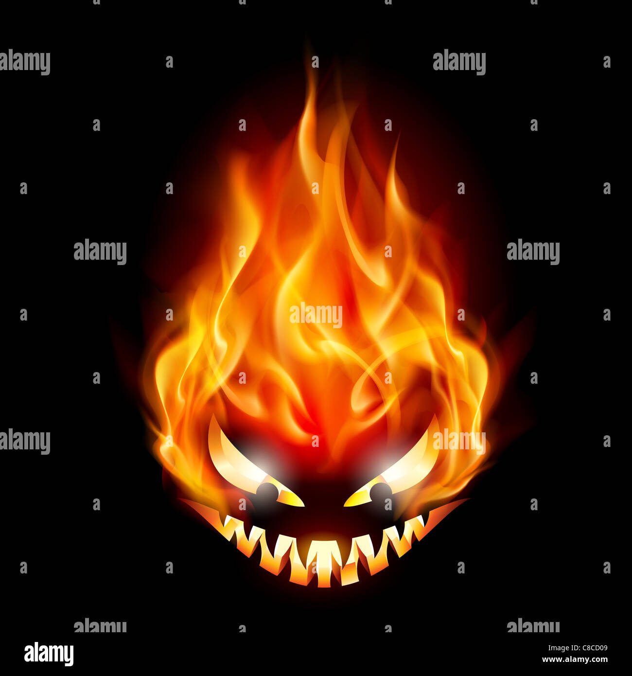 Evil burning Halloween symbol. Illustration on black background Stock ...