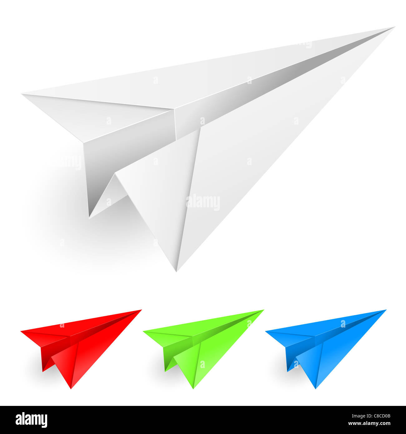 Colorful paper airplanes. Illustration on white background for design ...