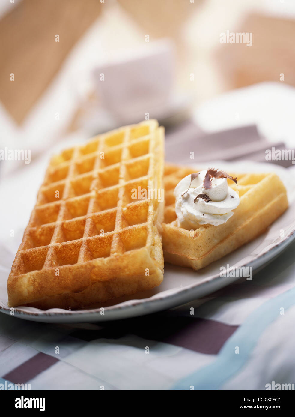 Waffles and whipped cream Stock Photo - Alamy
