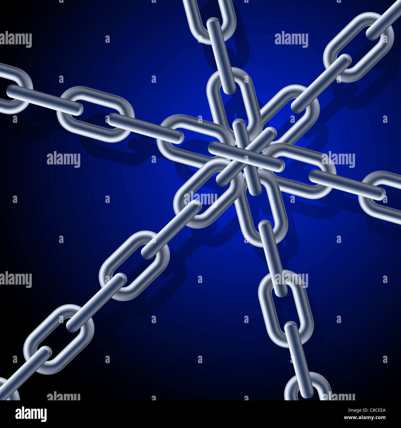 Chain. Illustration on blue background for design Stock Photo - Alamy