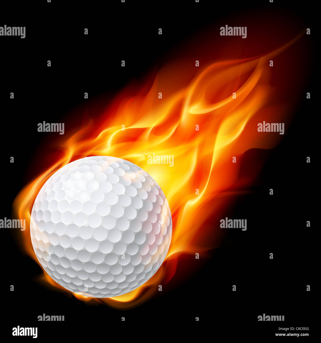 Golf ball on fire. Illustration on black background Stock Photo - Alamy