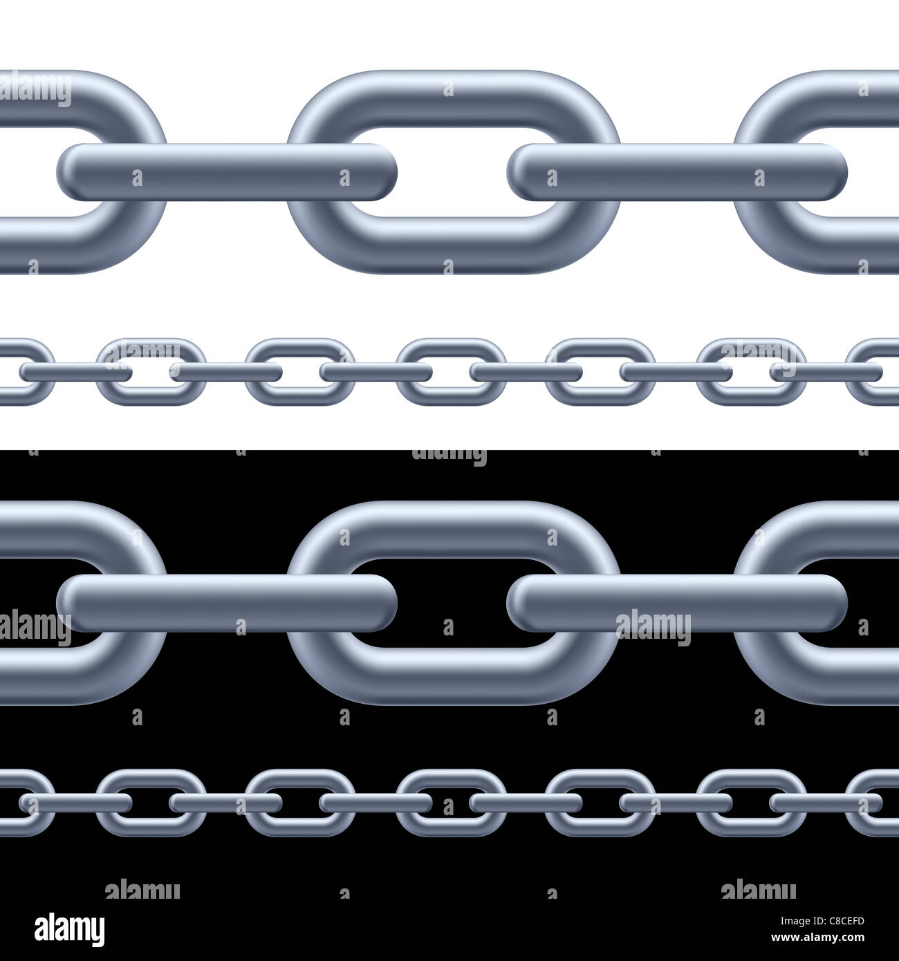 Realistic gray chain on the white and black background. Illustration ...