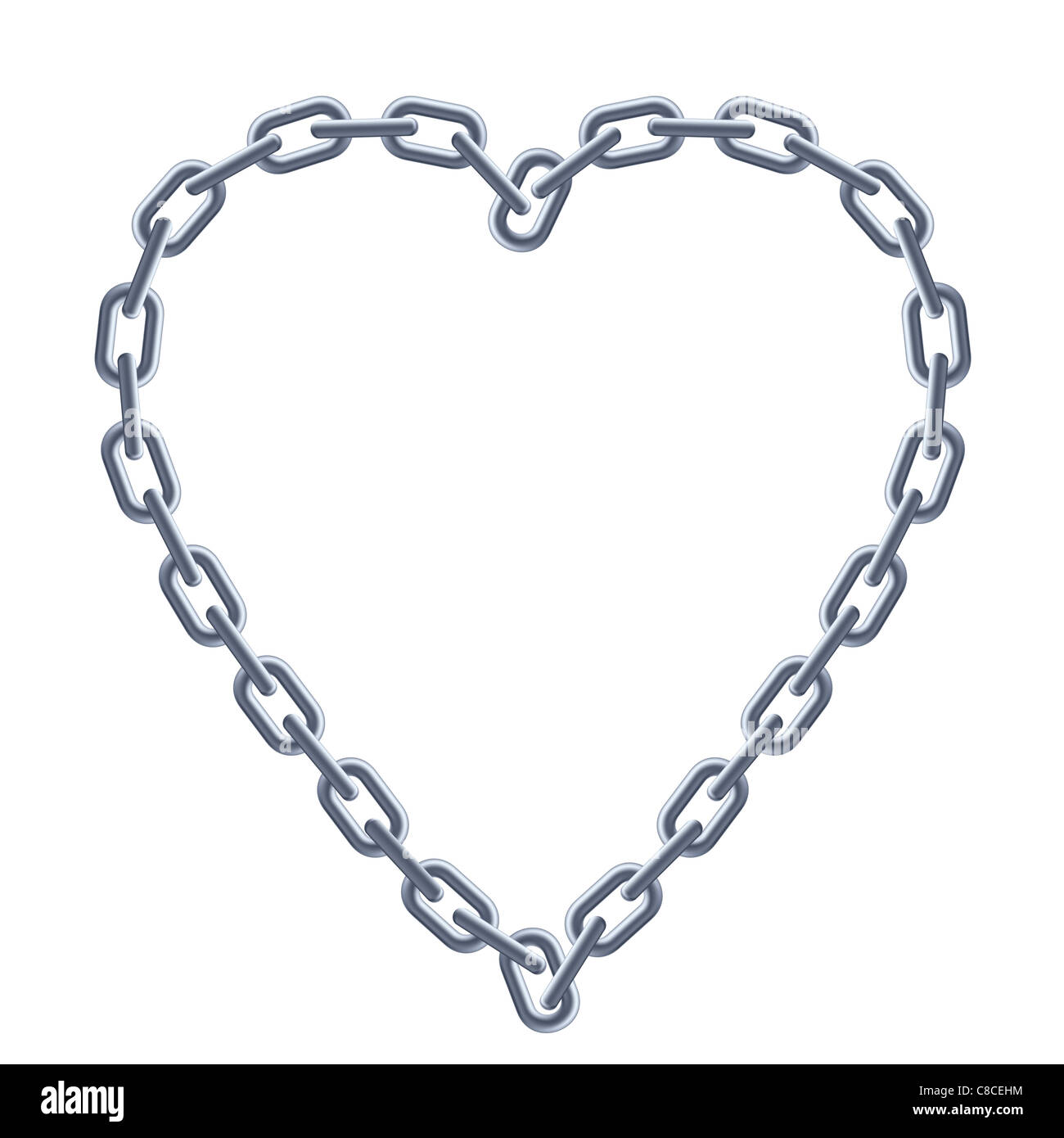 Chain silver heart. Illustration on white background Stock Photo - Alamy
