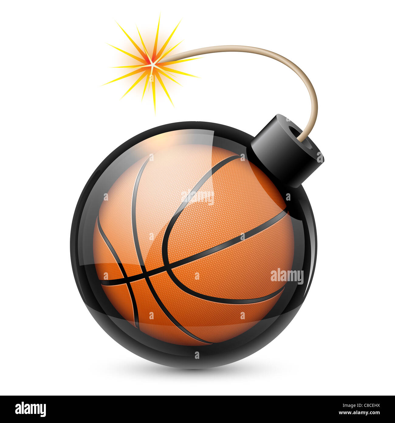 Abstract basketball shaped like a bomb. Illustration on white ...
