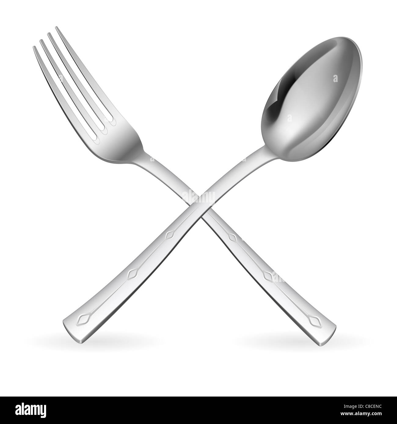 Crossed fork and spoon. Illustration on white background Stock Photo ...
