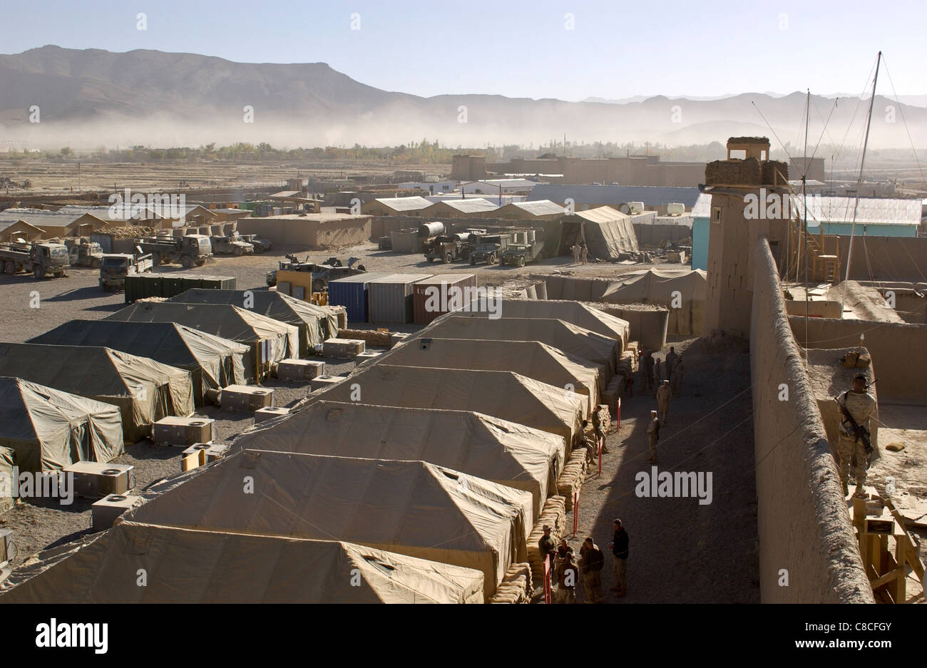 View over the provincial reconstruction team prt post at gardez hi-res ...