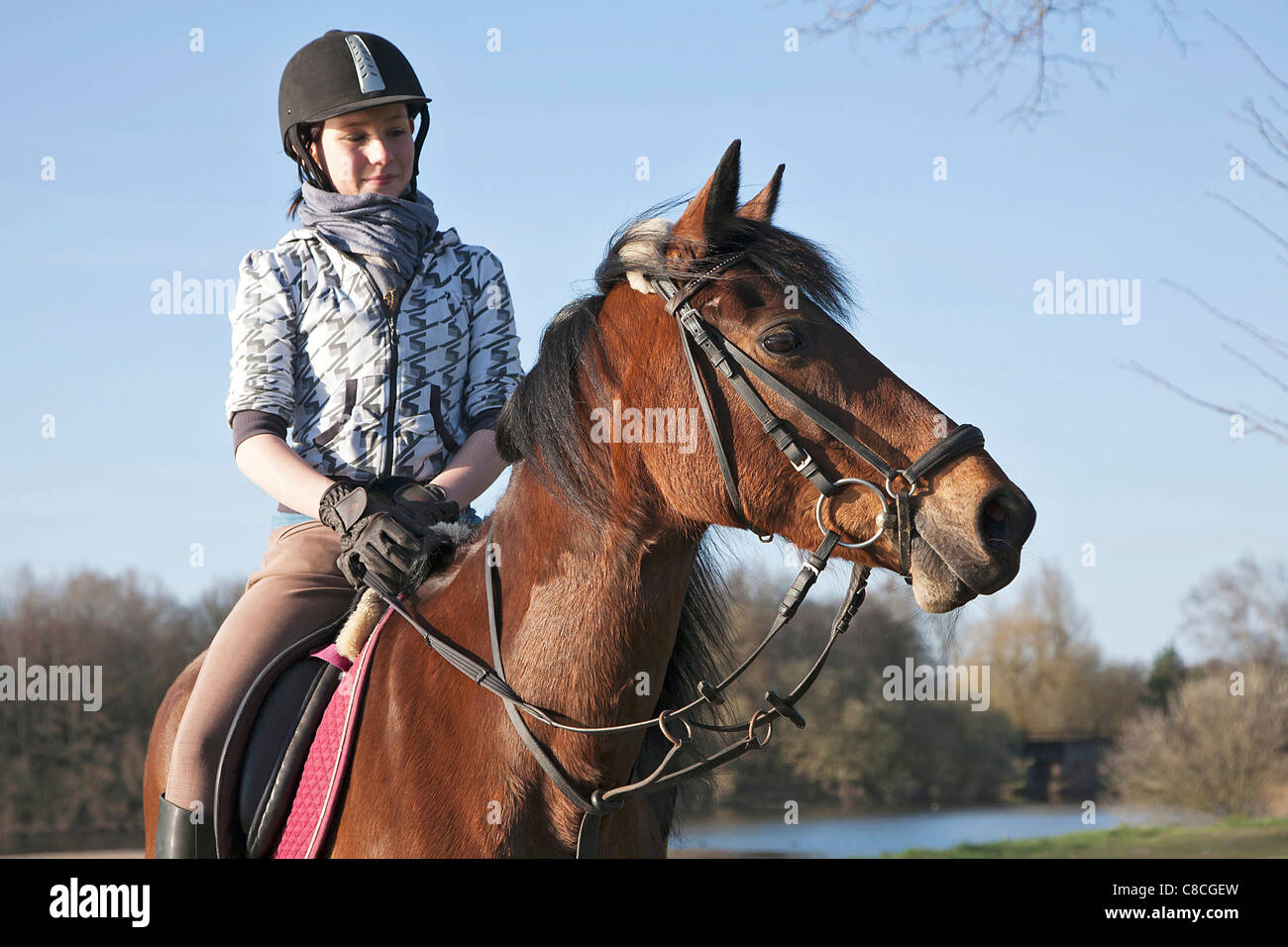 girl riding on horse Stock Photo - Alamy