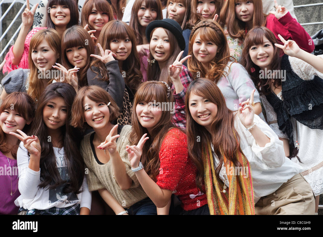 Japan, Tokyo, Harajuku, Group of Japanese Girls Stock Photo - Alamy