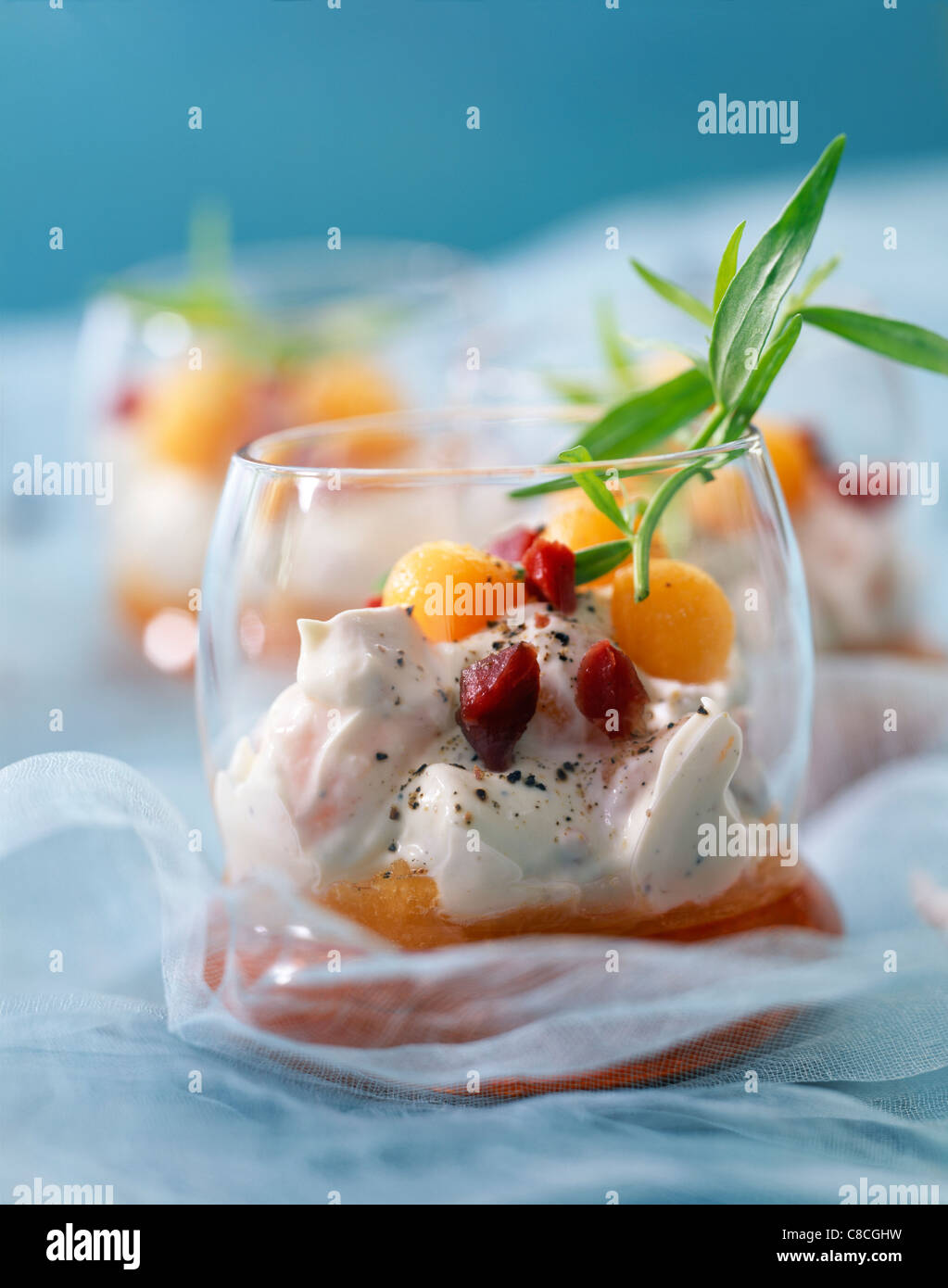 Melon sherbet ice with verbana Stock Photo - Alamy