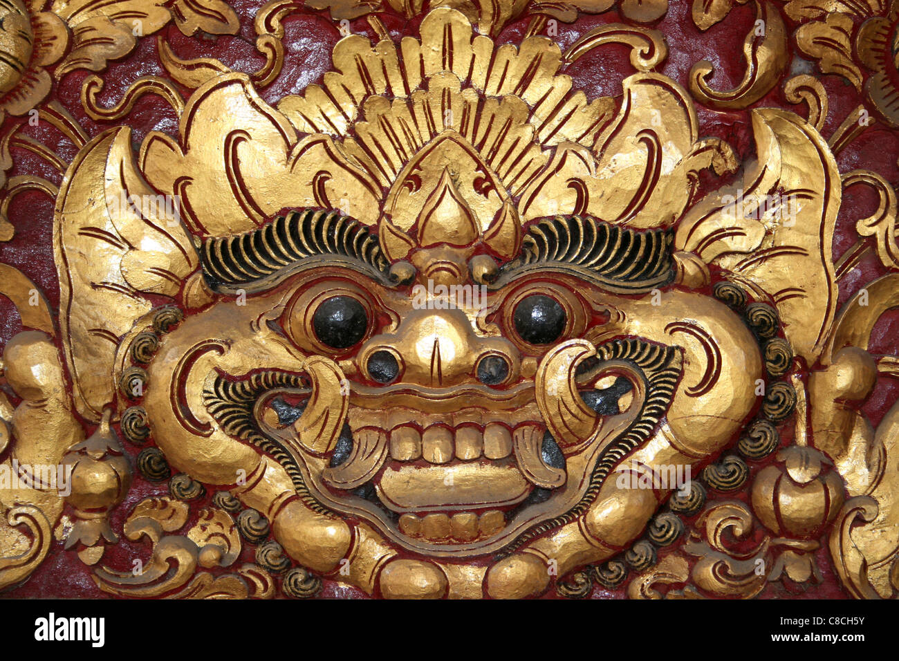Painted Demon From Hindu Mythology In Pura Penataran Sashi Temple, Bali ...