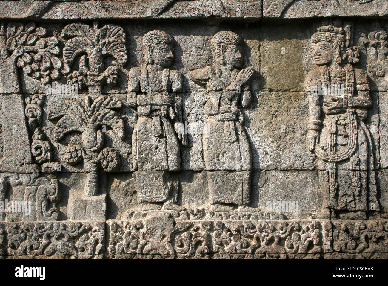 Stone Temple Relief On Penataran Temple Java Stock Photo - Alamy