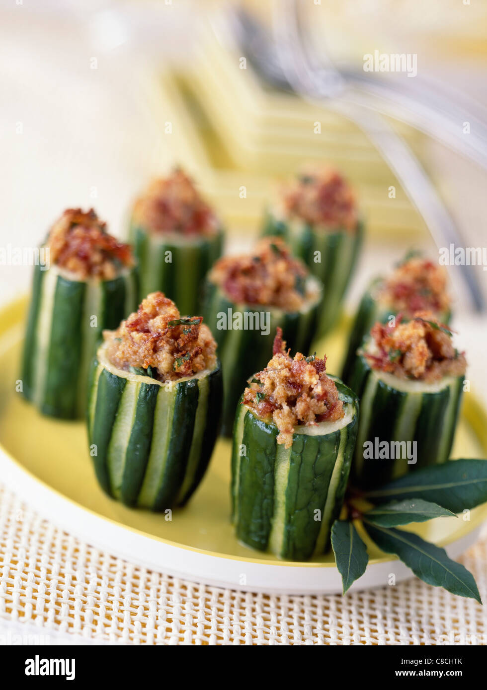 Cucumbers stuffed with beef Stock Photo - Alamy