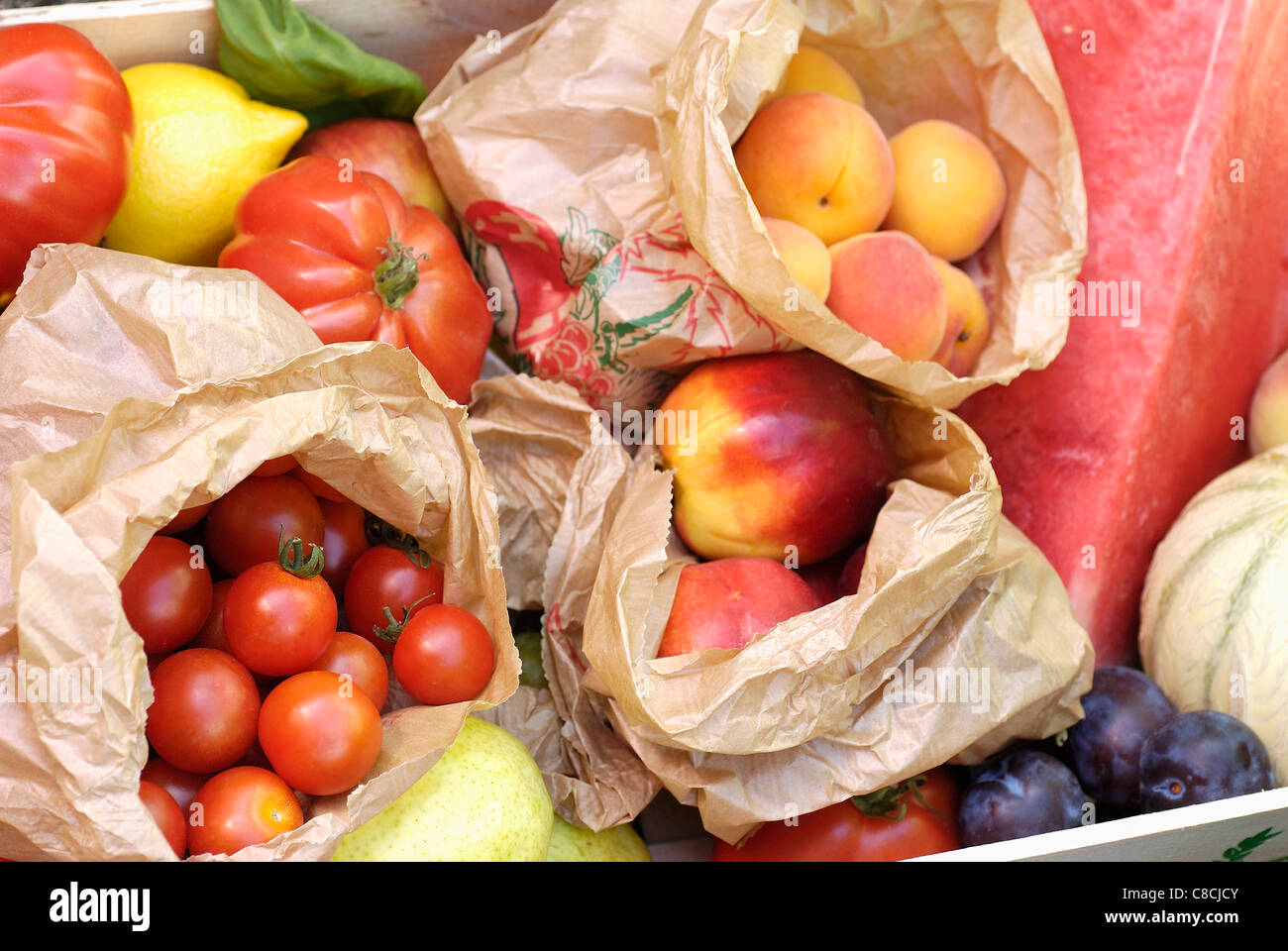 Bags of fruit and vegetables Stock Photo - Alamy