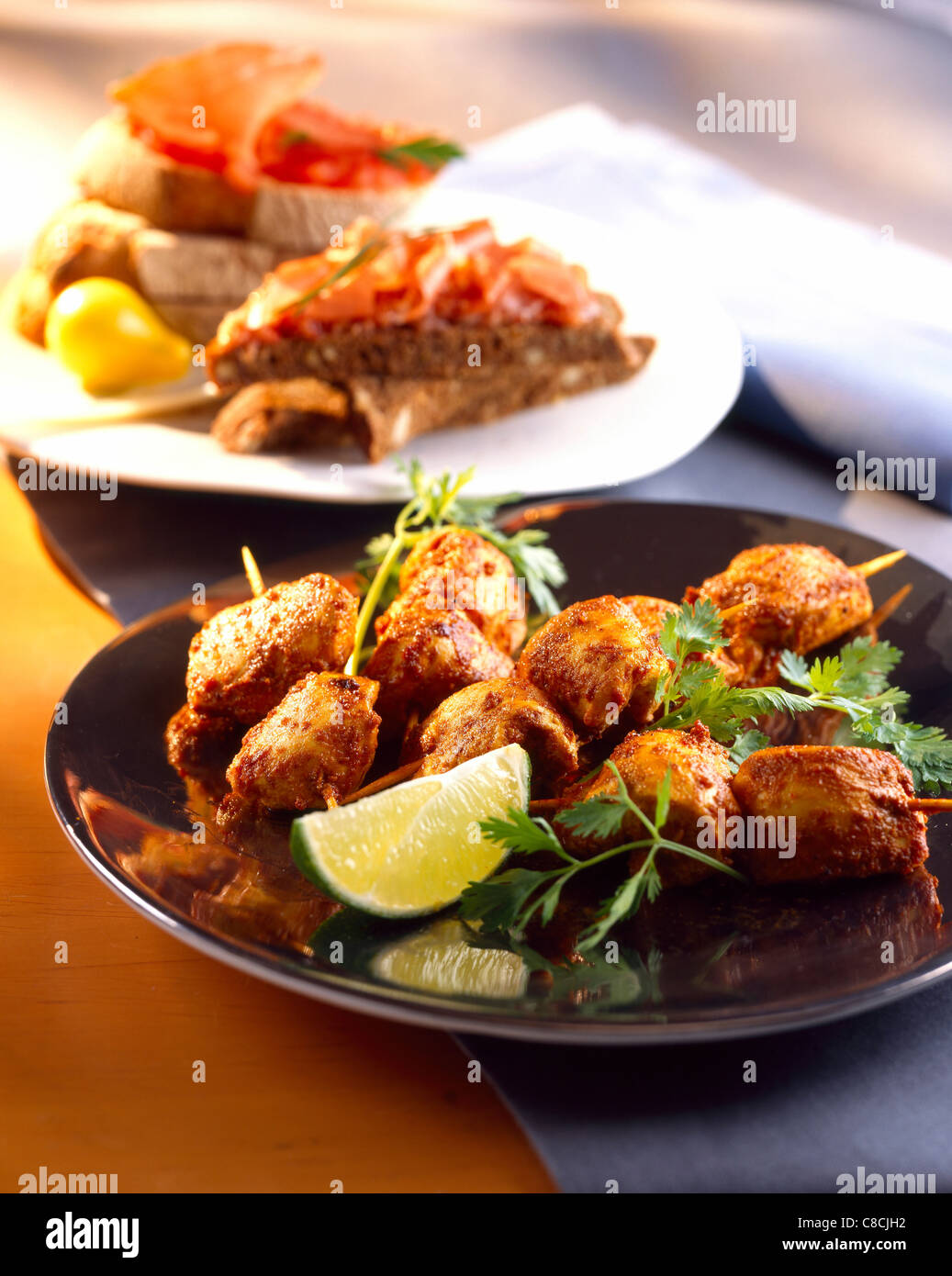 Chicken Tikka with bread and ham Stock Photo - Alamy