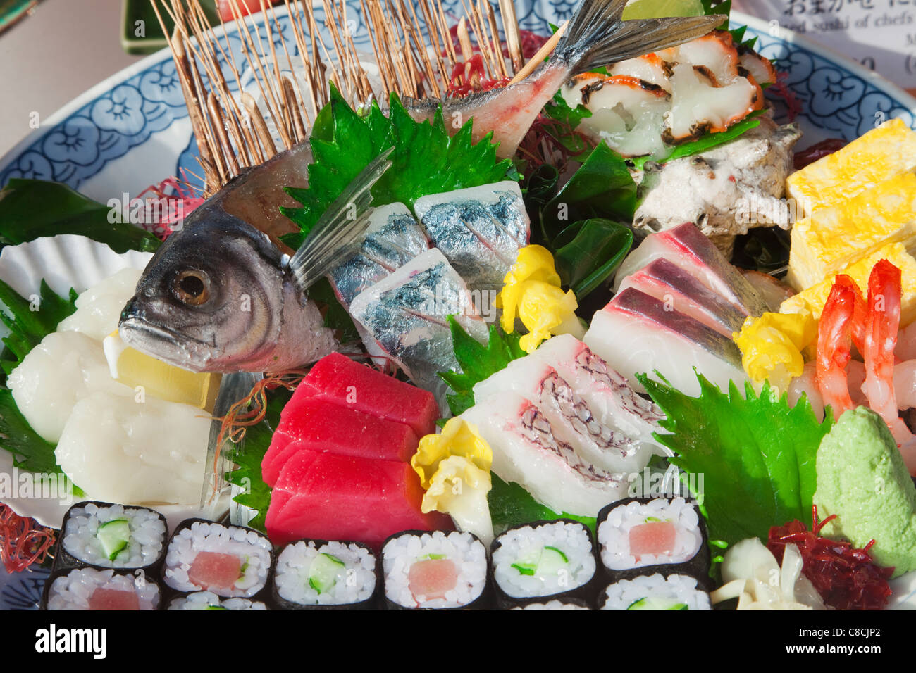 Japan, Tokyo, Tsukiji, Sushi Shop Window Display Stock Photo - Alamy