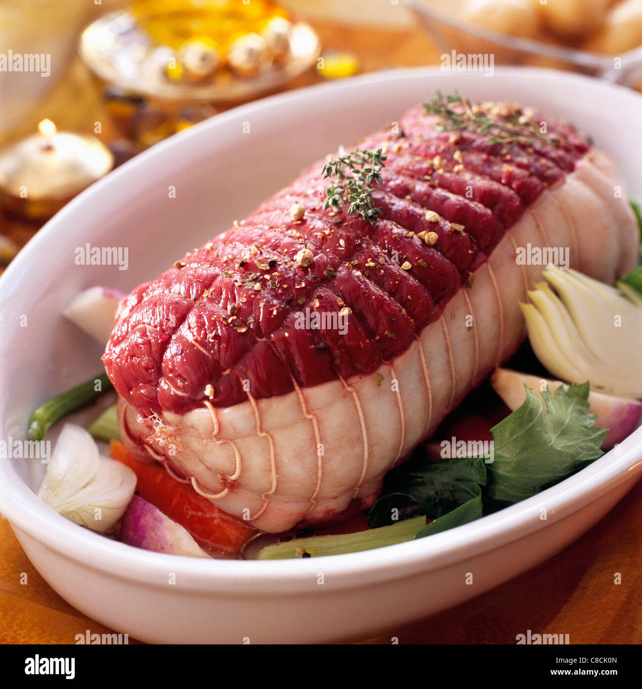 Raw roast beef Stock Photo - Alamy