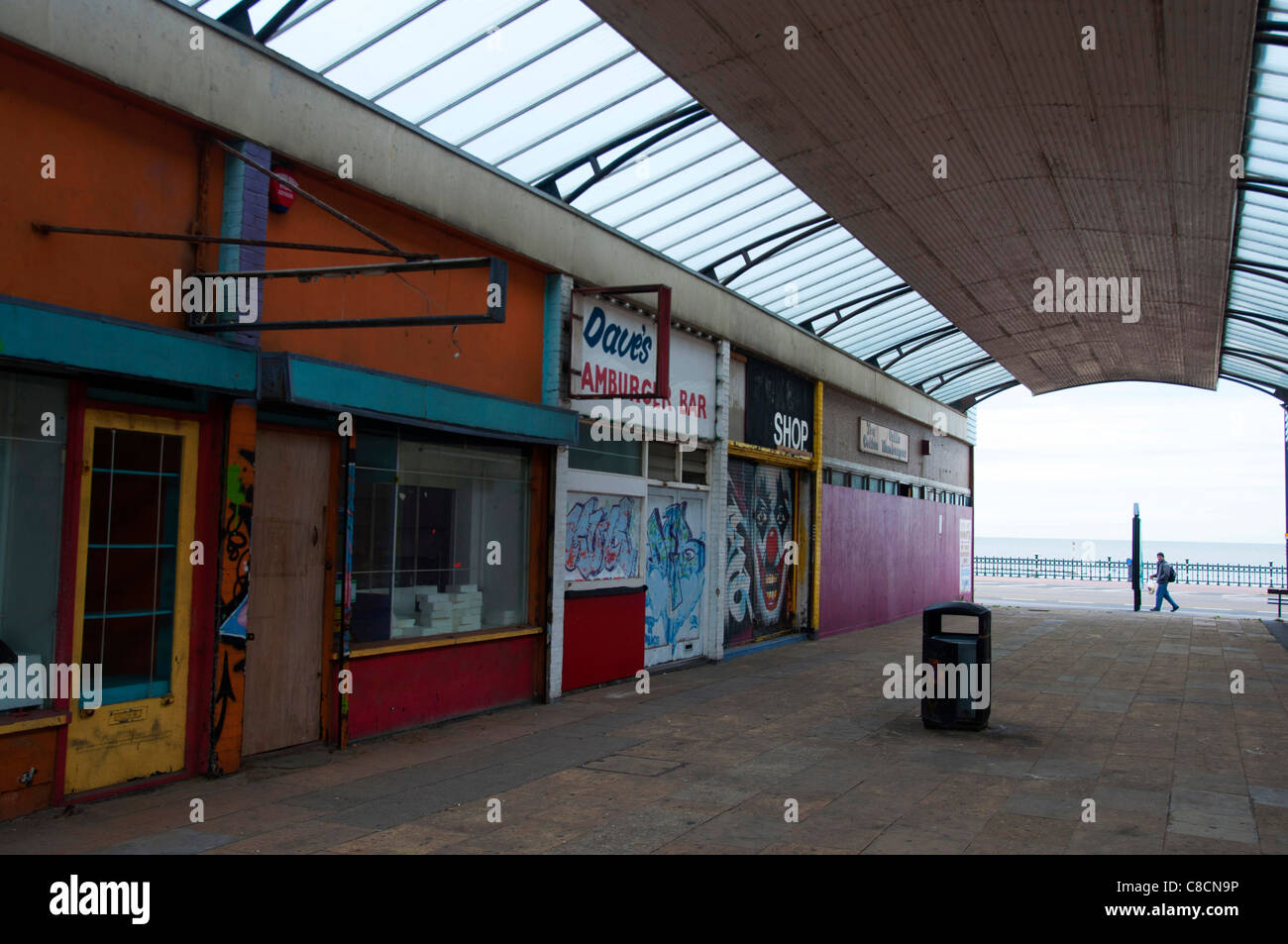Margate beach and seafront Thanet Kent England Arlington square closed ...