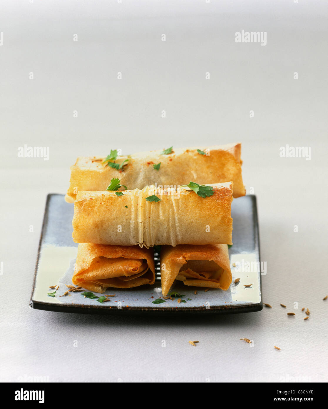 Meat and mild spicy Croustillants Stock Photo - Alamy