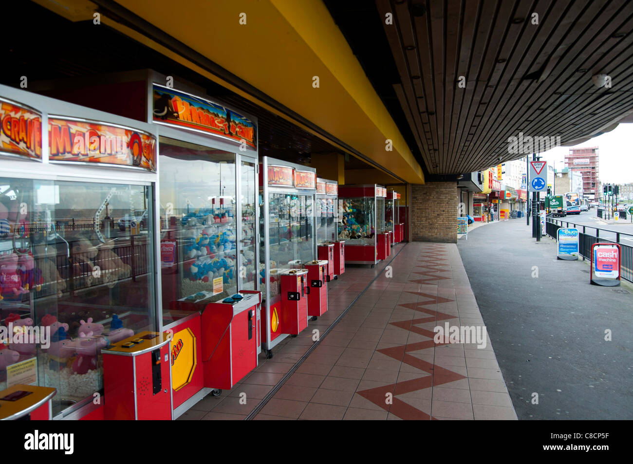 Margate beach and seafront Thanet Kent England slot machine in arcade ...