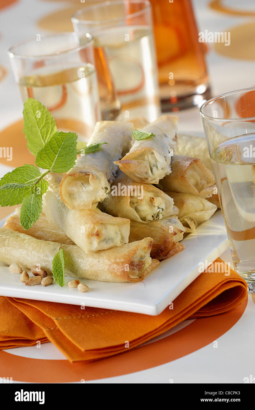 Greek filo-pastry cigars Stock Photo - Alamy