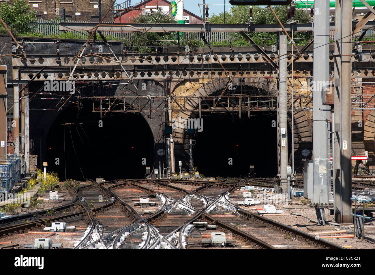 Tunnels on the approach to Kings Cross Railway Station, London, England ...