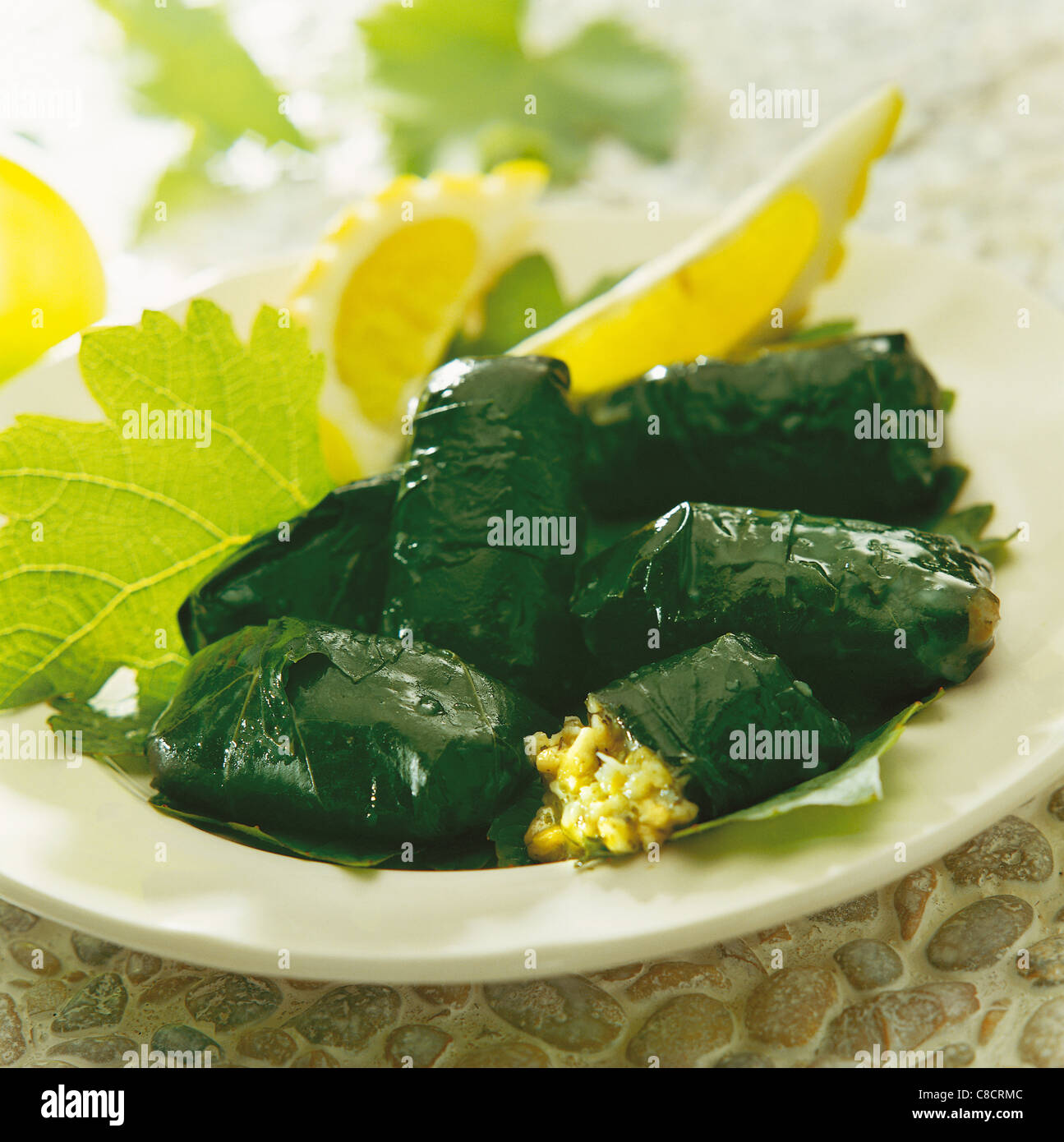 Dolmade stuffed vine leaves Stock Photo - Alamy