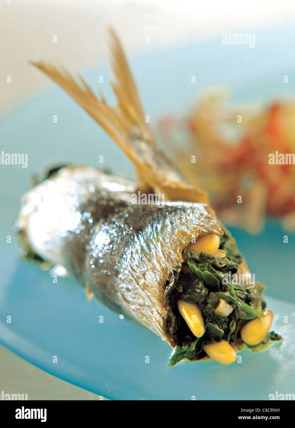 Sardine and spinach roll Stock Photo - Alamy