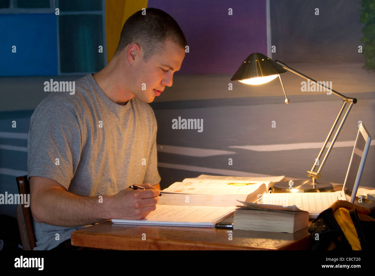 Male student studying a textbook in Boise, Idaho, USA Stock Photo - Alamy