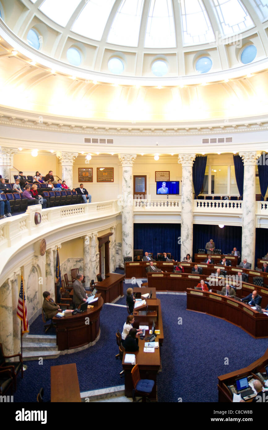 Idaho House of Representatives in session at the Idaho State Capitol ...