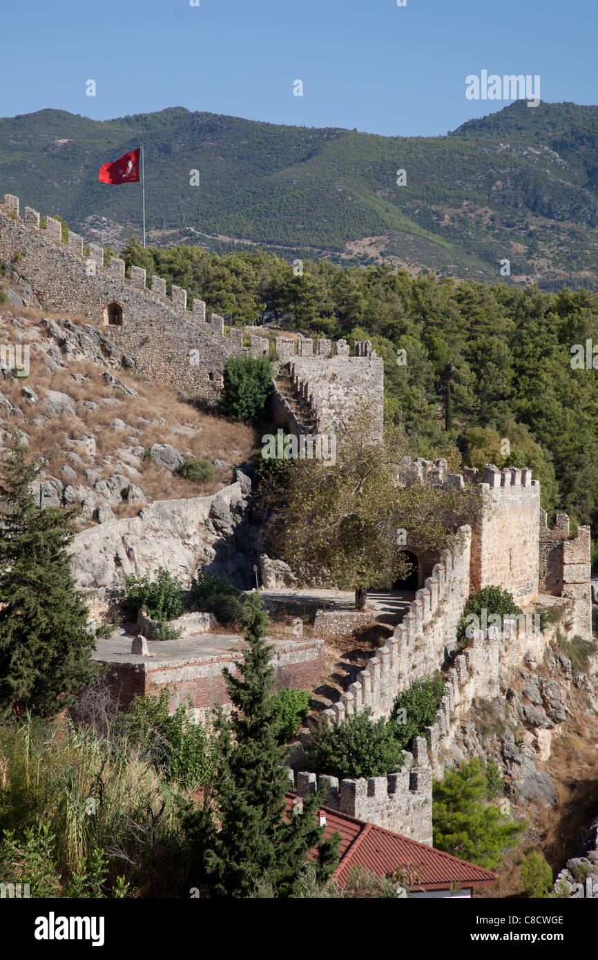 Turkey. Ruins of Ottoman fortress in Alanya Stock Photo - Alamy