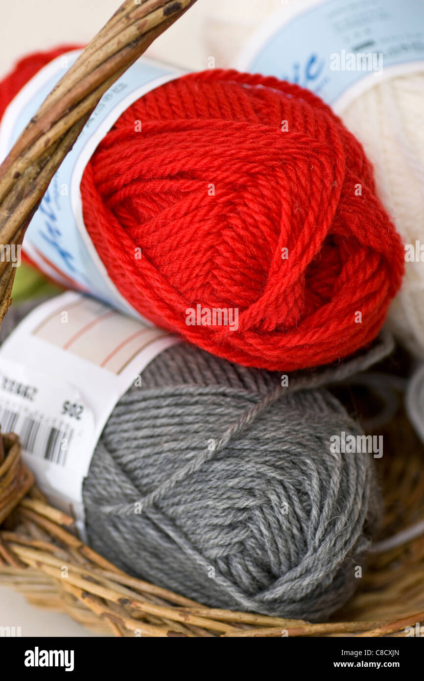 Yarn in basket Stock Photo - Alamy