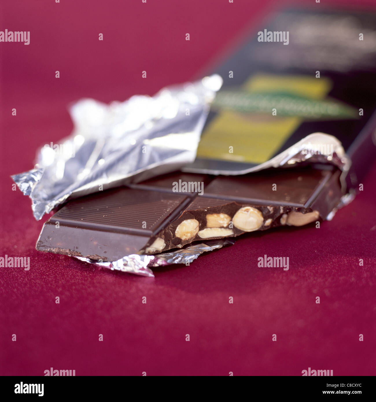 bar of hazelnut and almond chocolate Stock Photo - Alamy