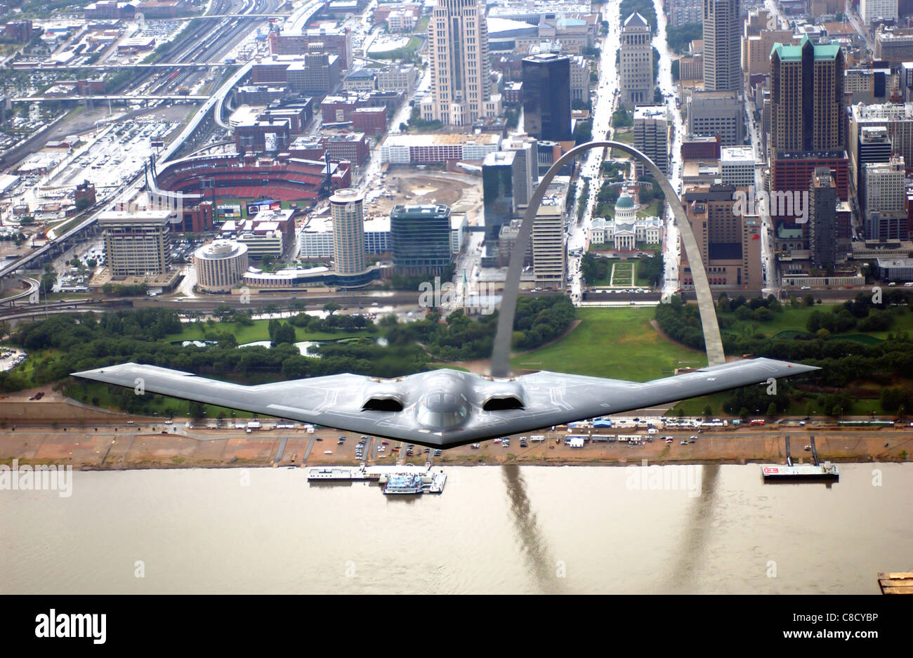 The B-2 Spirit stealth bomber, known for its distinctive flying wing ...