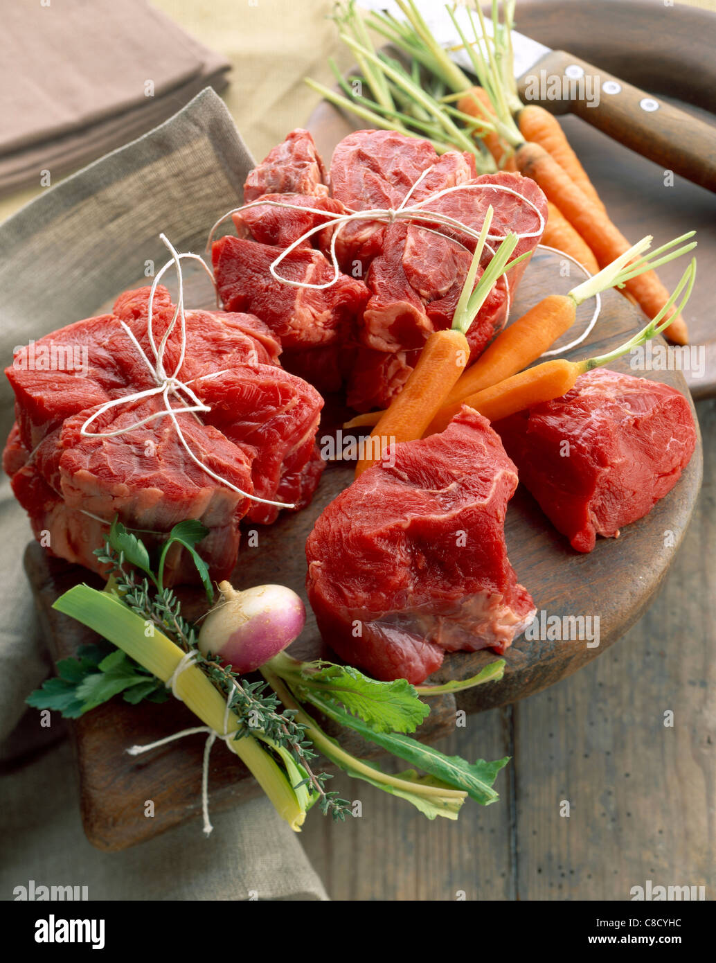 uncooked beef bourguignon Stock Photo - Alamy