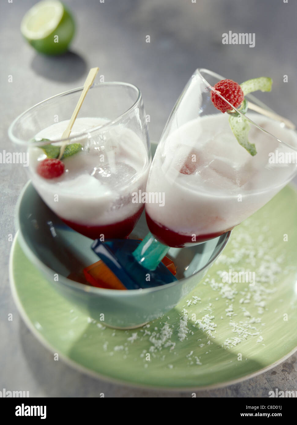 coconut and raspberry punch Stock Photo - Alamy