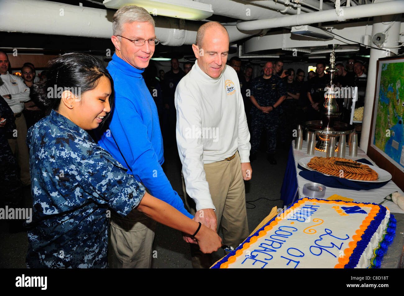 celebration of the Navy's 236th birthday aboard the aircraft carrier ...
