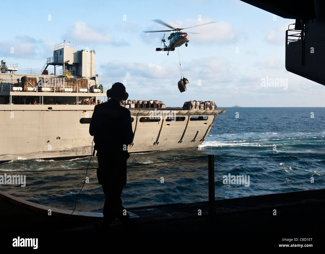 vertical replenishment aboard the Nimitz-class aircraft carrier USS ...