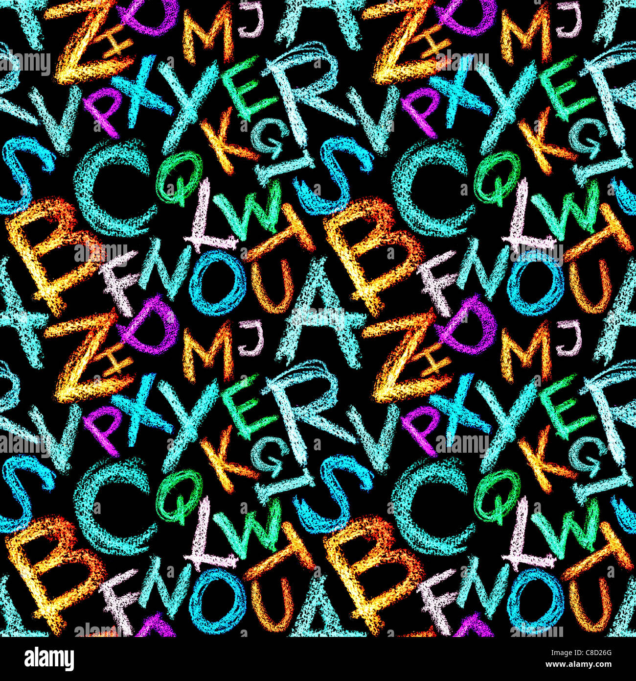 Seamless pattern - Crayon alphabet over white background Stock Photo ...