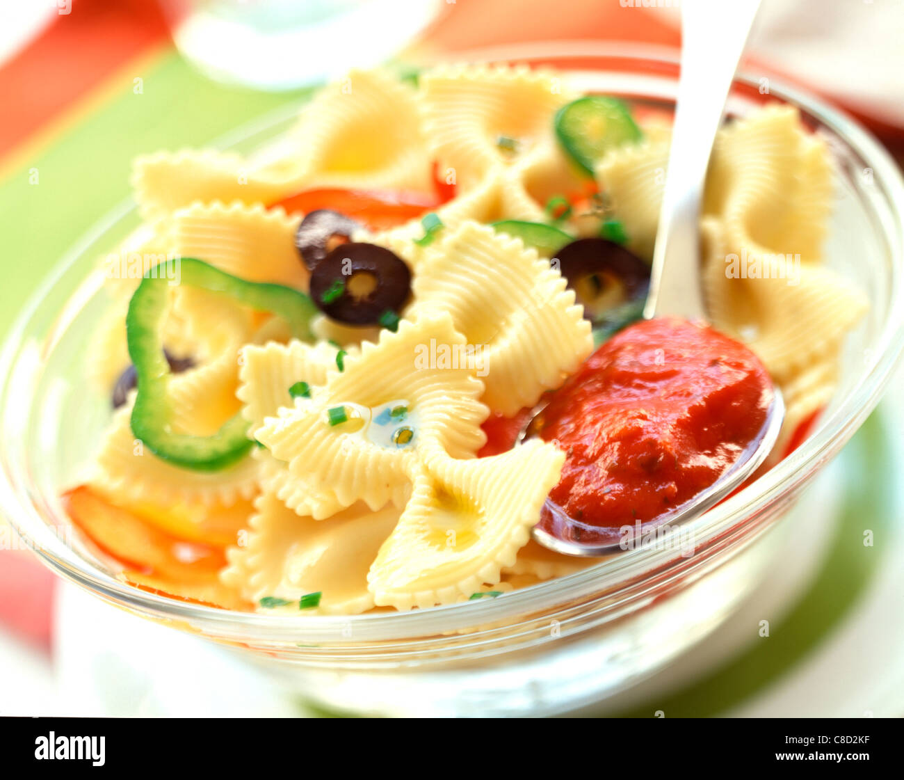 Pasta bows with vegetables Stock Photo - Alamy