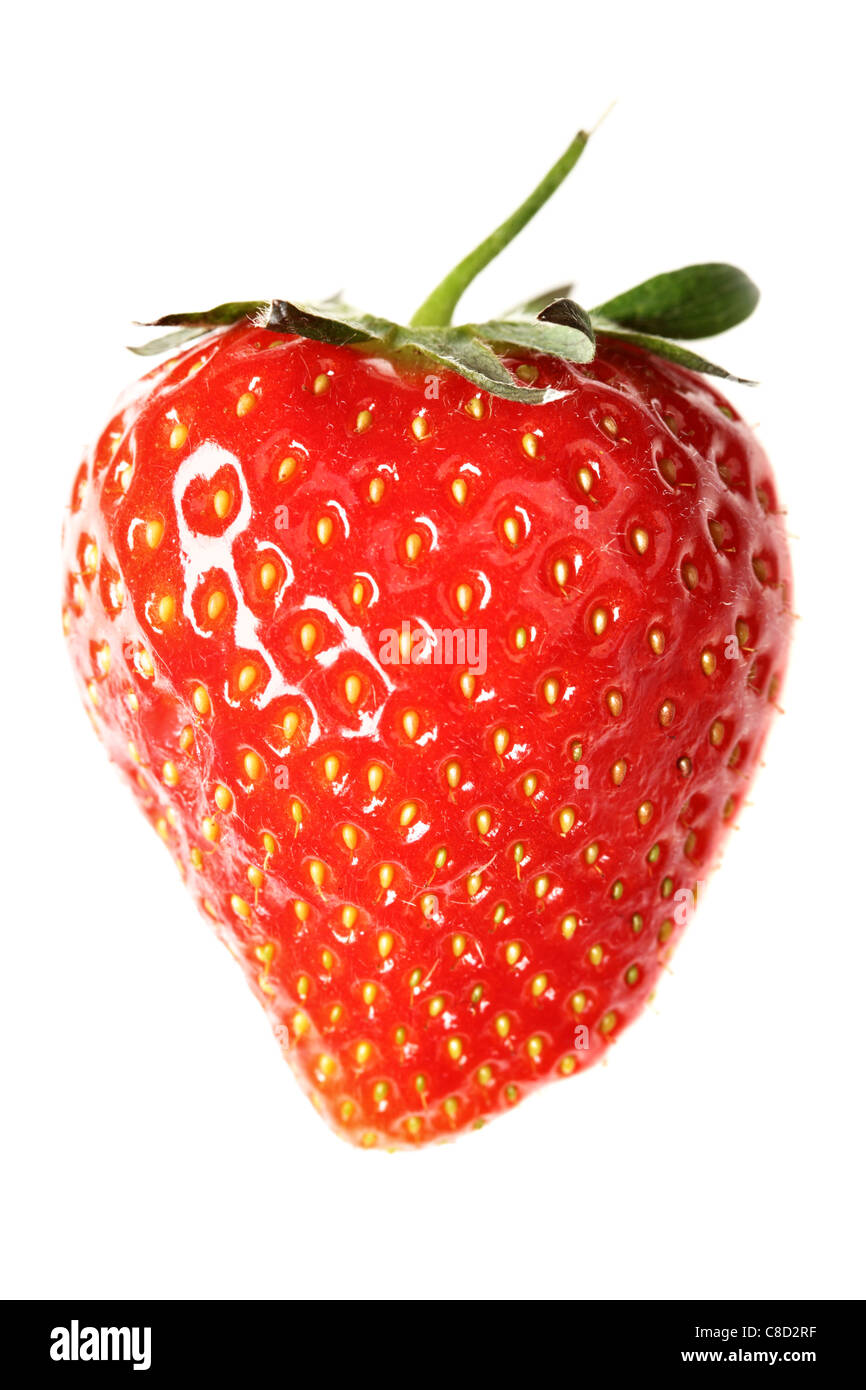 Strawberry close-up isolated over a white background Stock Photo - Alamy