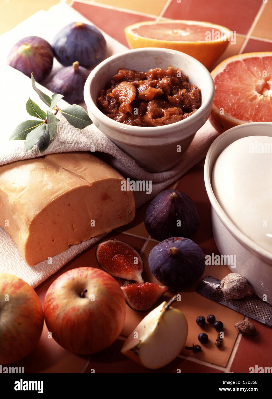 Foie gras and fig confit Stock Photo - Alamy