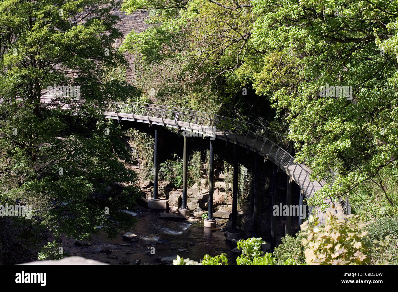 The Millennium Bridge and walkway above The River Goyt New Mills ...